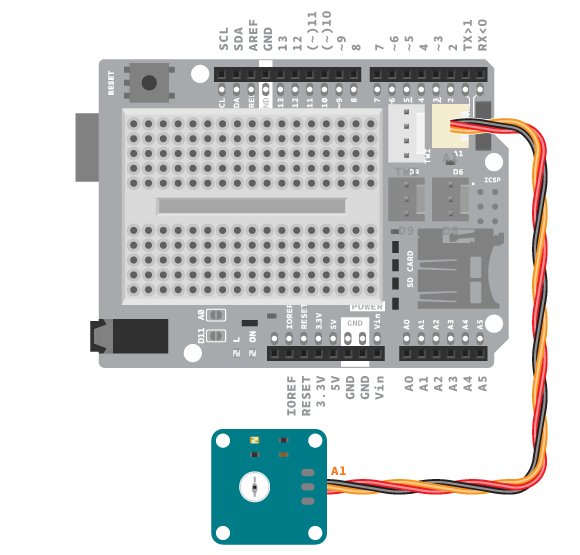 Attach the shield onto the top of the board. Connect the light sensor ...